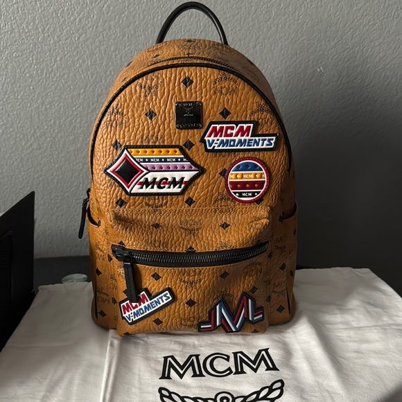 MCM | Bags | Mcm Brown Backpack With Vintage Patches | Poshmark